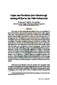 Kajian atas Pemikiran John Wansbrough tentang Al-Qur’an dan Nabi Muhammad - Institutional ...